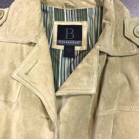 Bernardo | Jackets & Coats | Bernardo Light Green Suede Leather Coat L ...